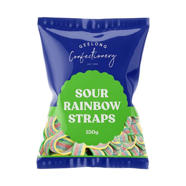 Sour Rainbow Straps 150g x 12 – Geelong Confectionery